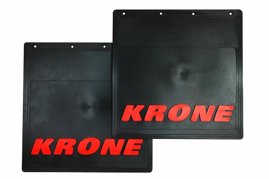 Брызговики прицепа задние KRONE 400х400 LUX черная резина с красной надписью (комплект 2 шт.)