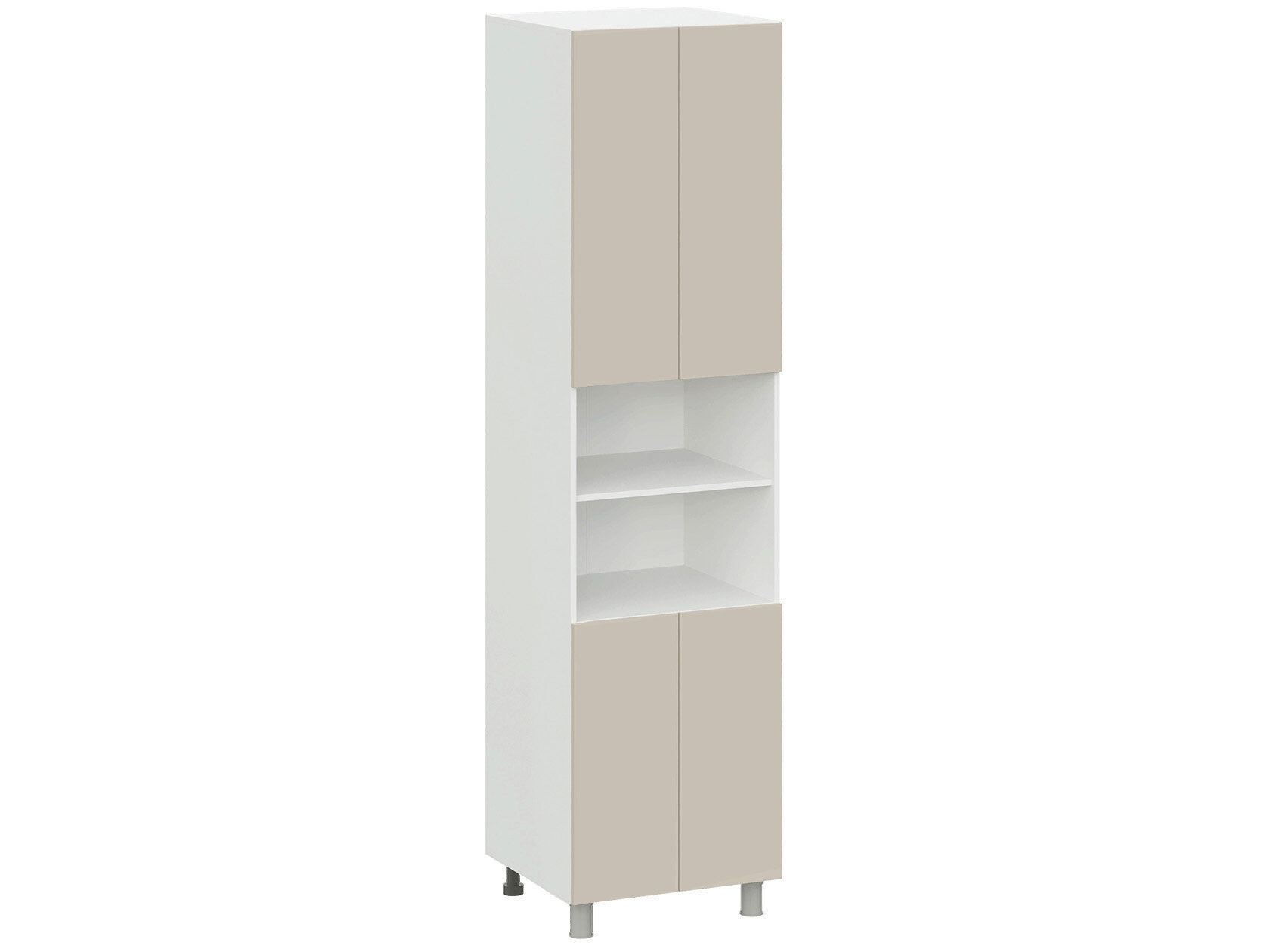 Кухонный модуль напольный, шкаф-пенал под духовку Тандем с полками, с доводчиками, 60х56.2х233.2 см, Белый / Меланж