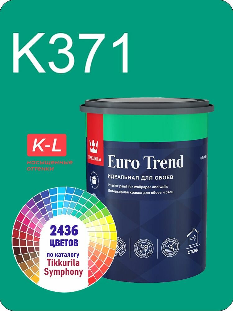 Краска для обоев Tikkurila Euro Trend 0,9л. насыщенные оттенки K371