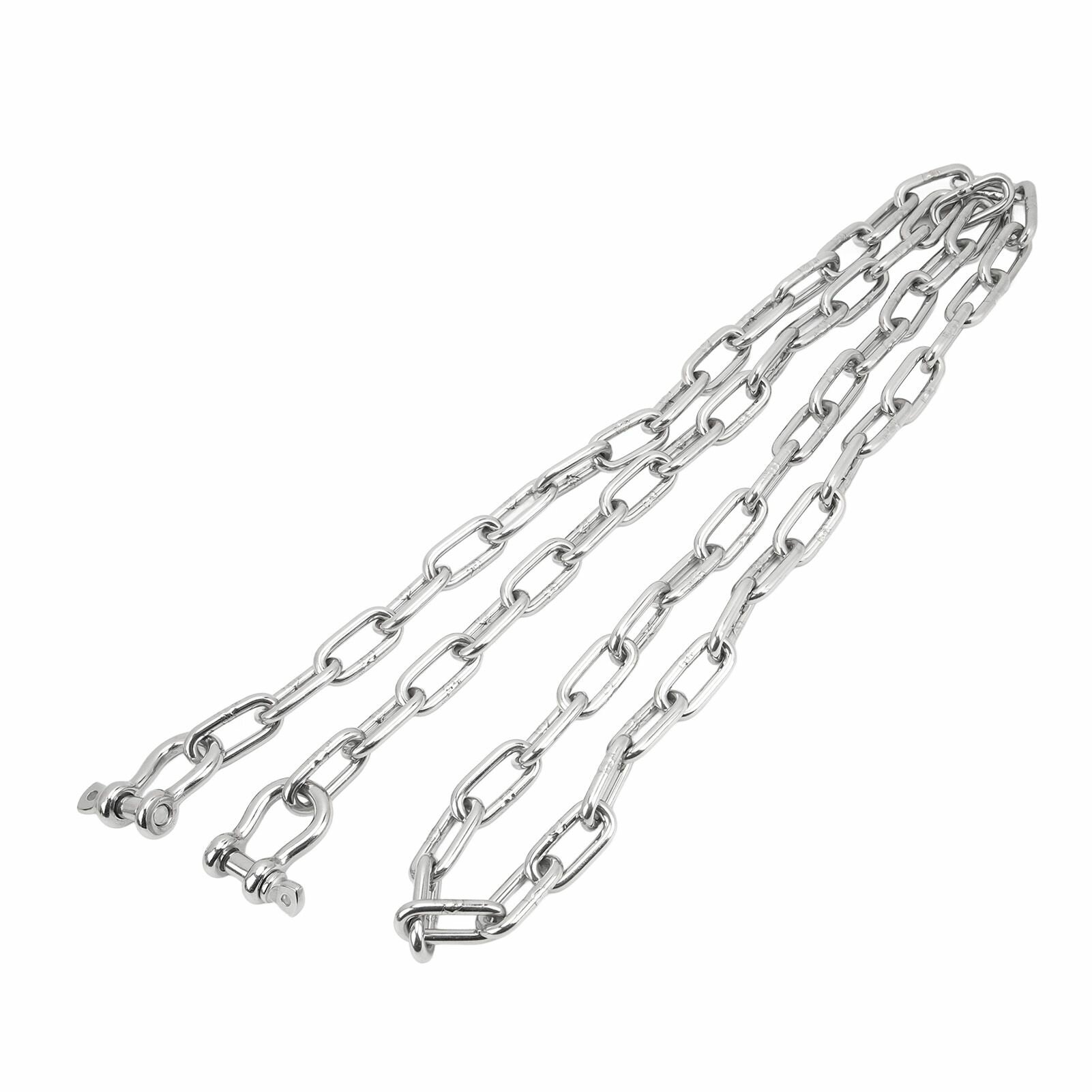 Якорная свинцовая цепь длиной 6,6 фута, морская якорная цепь с центральным кольцом из нержавеющей стали 316 и двойной 5/16-дюймовой скобой на концах для корабельных яхт