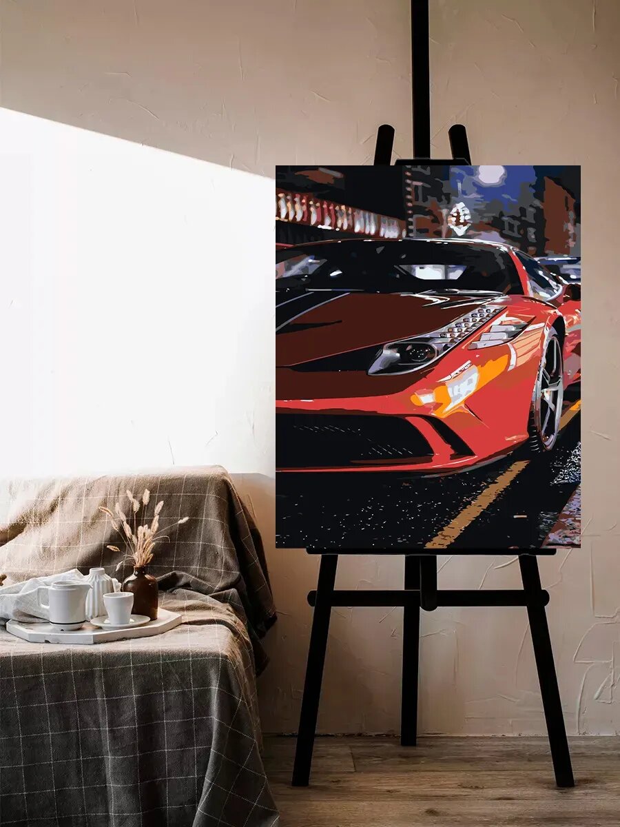 Картина по номерам Красная Ferrari Спорткар Машина