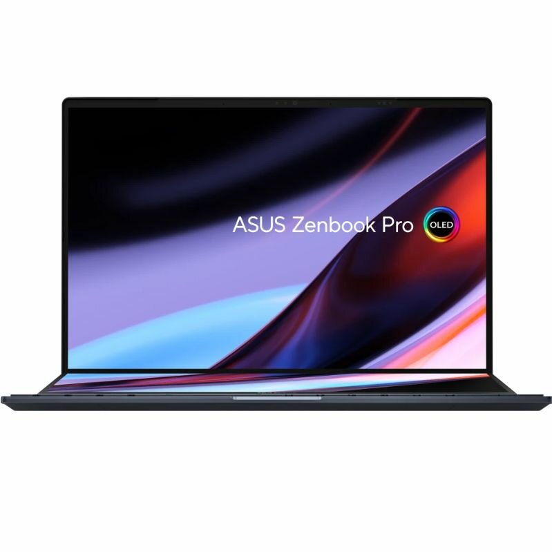 14,5" Ноутбук Asus ZenBook Pro 14 Duo OLED (P1036W) черный - 2880x1800, OLED, Intel Core i7-13700H, ядра: 14 x 2,1 ГГц, 16 ГБ, SSD 512 ГБ, NVIDIA GeForce RTX 4050 для ноутбуков (6 ГБ), Windows 11 Home