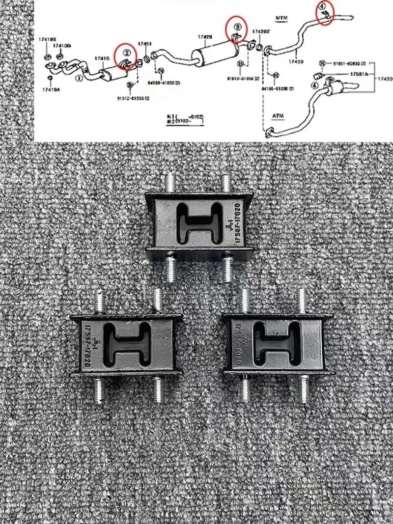 Выхлопная труба для Toyota Land Cruiser 4500, подвесная клейкая фиксированная резиновая втулка LC80, глушитель, подъемные наконечники 3pcs