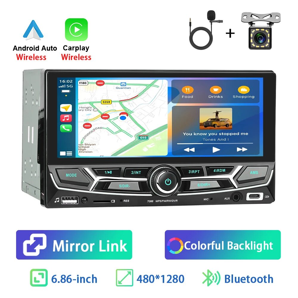 Автомагнитола Podofo, универсальная стерео-система на Android, с MP5 плеером, для Volkswagen, Nissan, Hyundai, Kia, Toyota, типоразмер 2 Din, Wireless carplay CAM