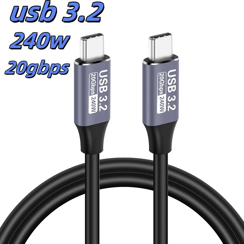 Кабель USB4 Thunderbolt 5 240Вт 1m, USB3.2 240W 20Gbps