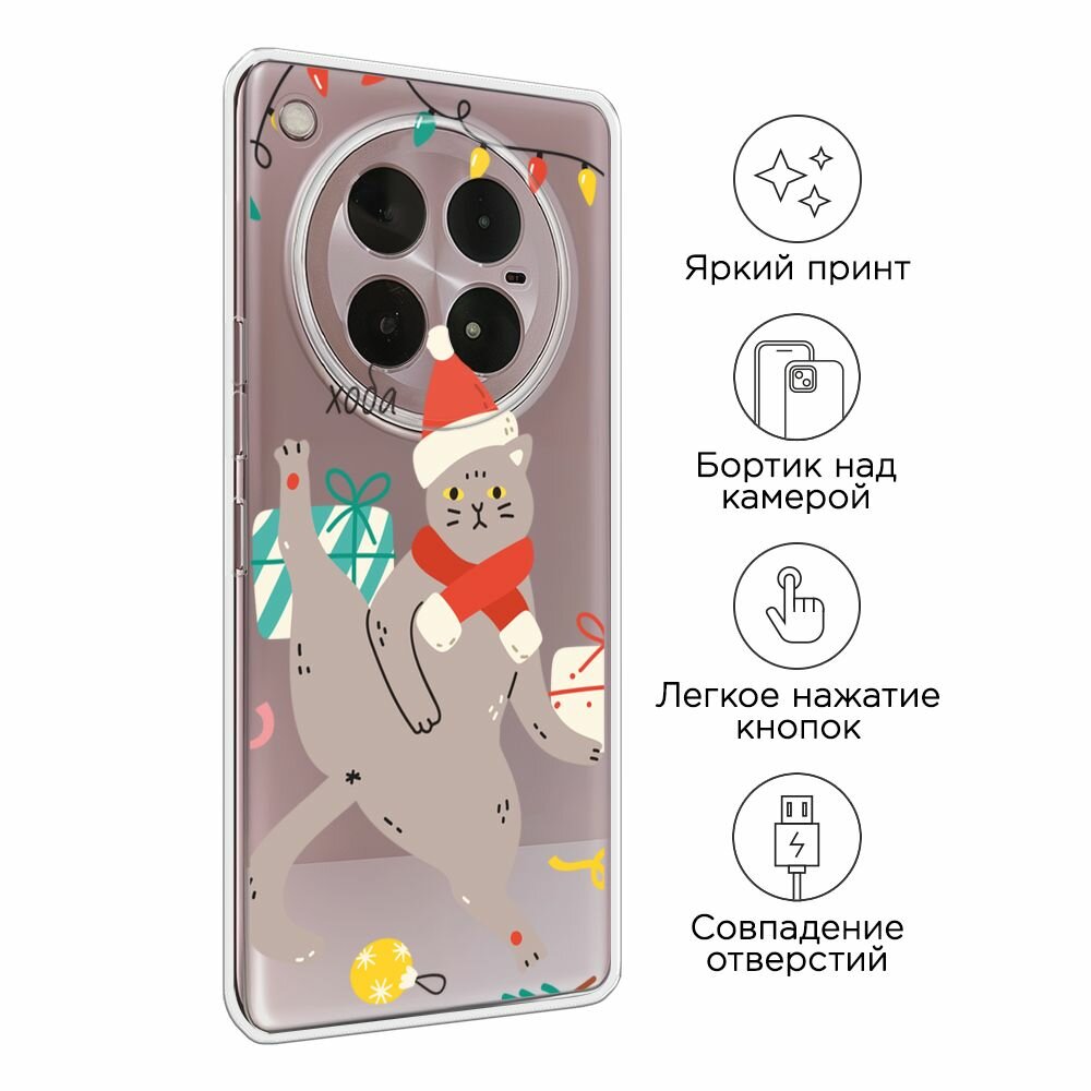 Чехол на Infinix Zero 40 4G / Инфиникс Зеро 40 4G с принтом Новогоднее хоба, прозрачный — фото 1