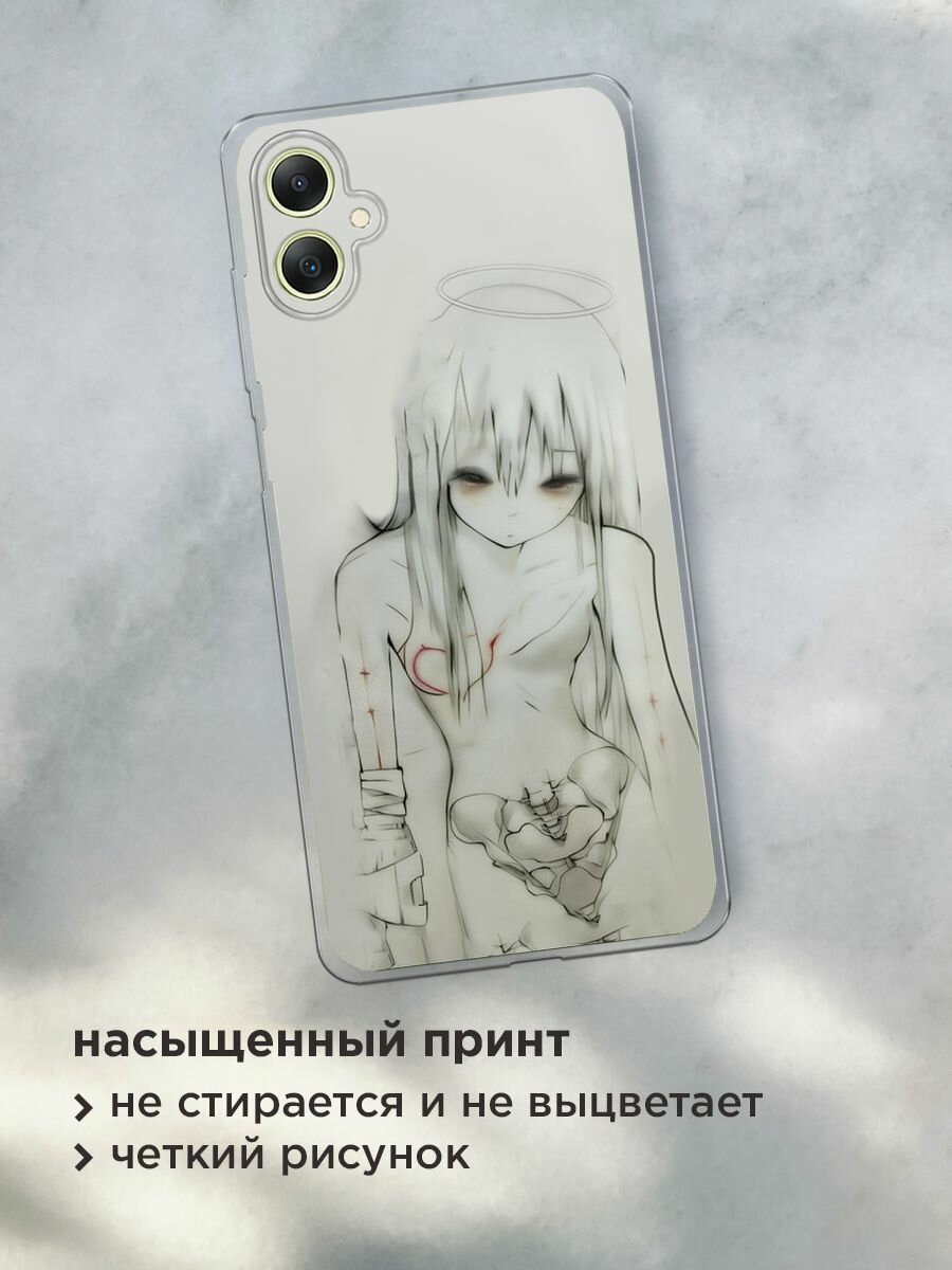 Чехол на Samsung Galaxy A06 / Самсунг Галакси А06 с принтом "Аниме рисунок чёрно-белый" — фото 1