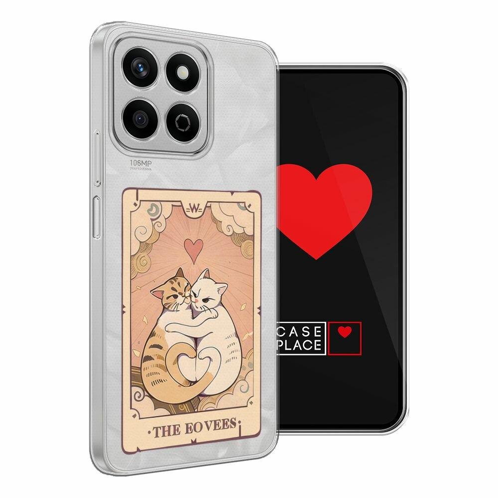 Чехол на Honor X7c / Хонор X7c с принтом "The lovers cats 2 - 14 февраля", прозрачный — фото 1