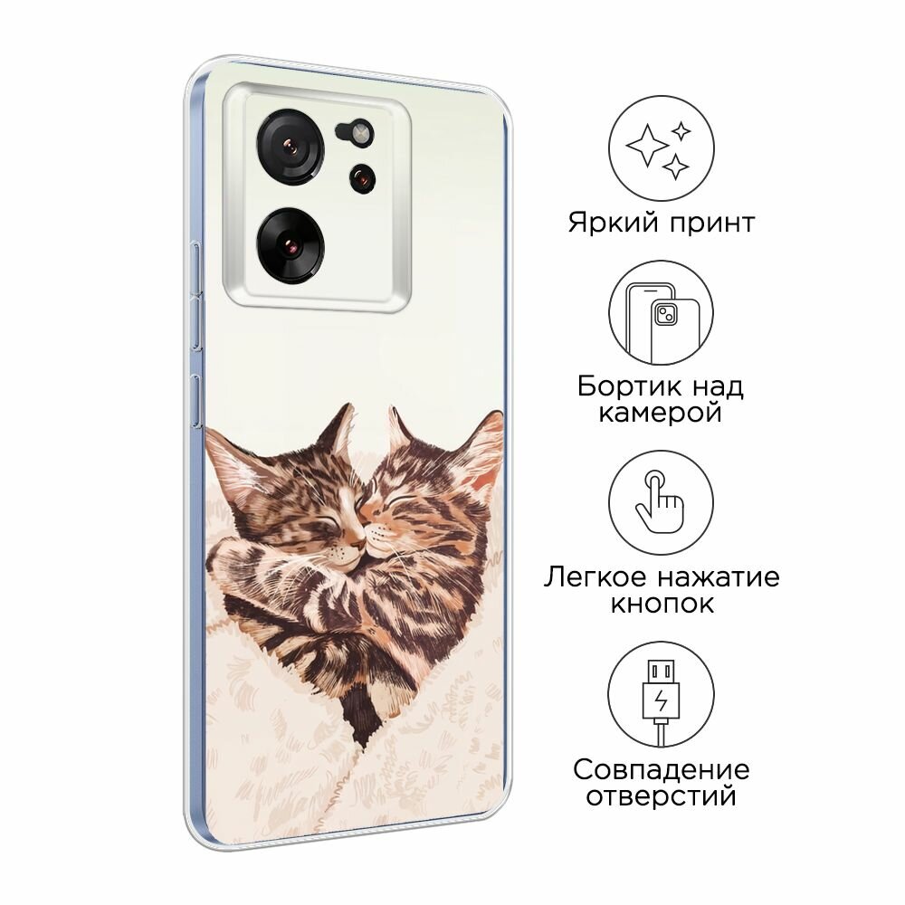 Чехол на Xiaomi 13T / Сяоми 13T с принтом "Влюбленные котейки - 14 февраля" — фото 1