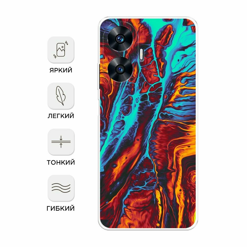Чехол на Realme C55 / Реалми C55 с принтом Желто-голубой флюид — фото 1