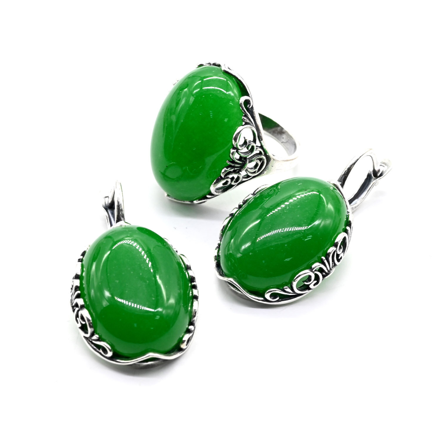 Комплект бижутерии: кольцо, хризопраз