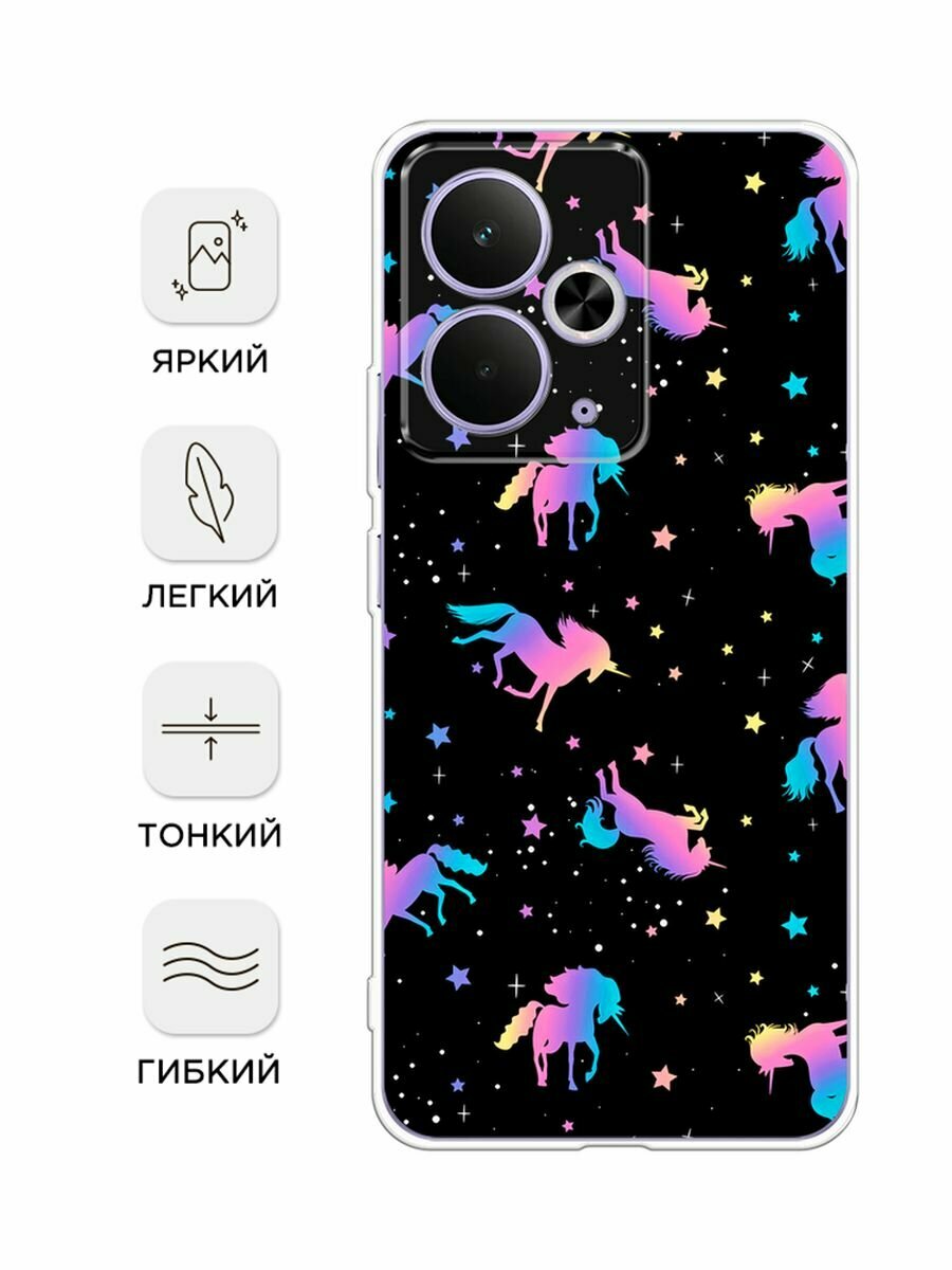 Чехол на Realme 14T / Реалми 14Т с принтом "Единороги градиент" — фото 1