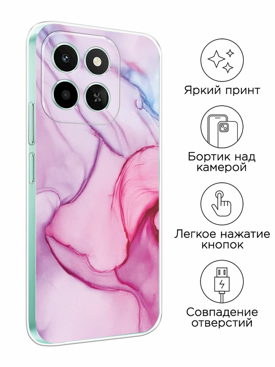 Чехол на Honor X6c / Хонор X6c с принтом "Розовые мраморные разводы" — фото 1