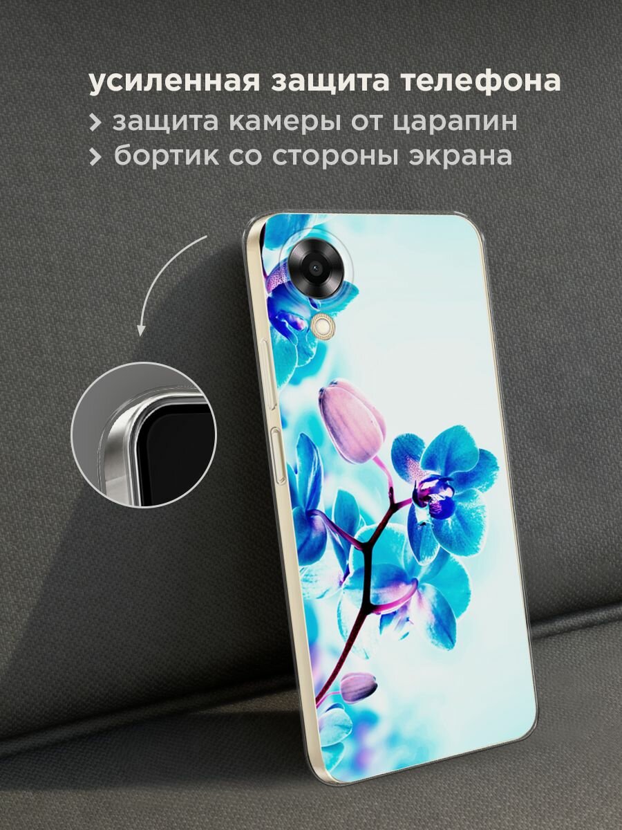 Силиконовый чехол на Oppo A17K / Оппо A17K с принтом "Голубая орхидея" — фото 1
