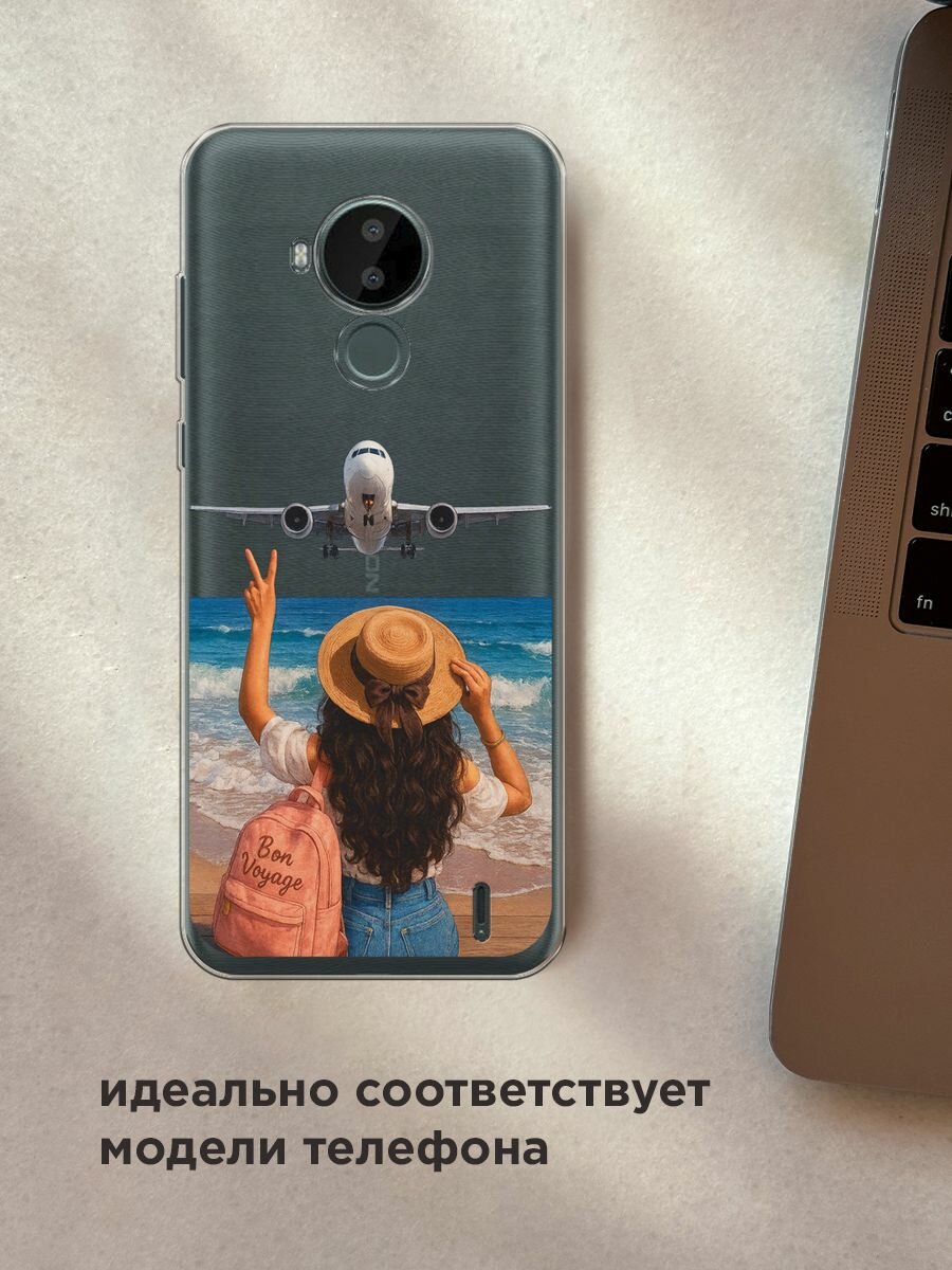 Чехол на Nokia C30 / Нокия C30 с принтом "Bon Voyage", прозрачный — фото 1
