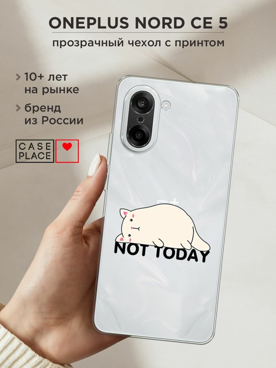 Чехол на OnePlus Nord CE 5 / Ван Плас Норд СЕ 5 с принтом "Cat not today", прозрачный