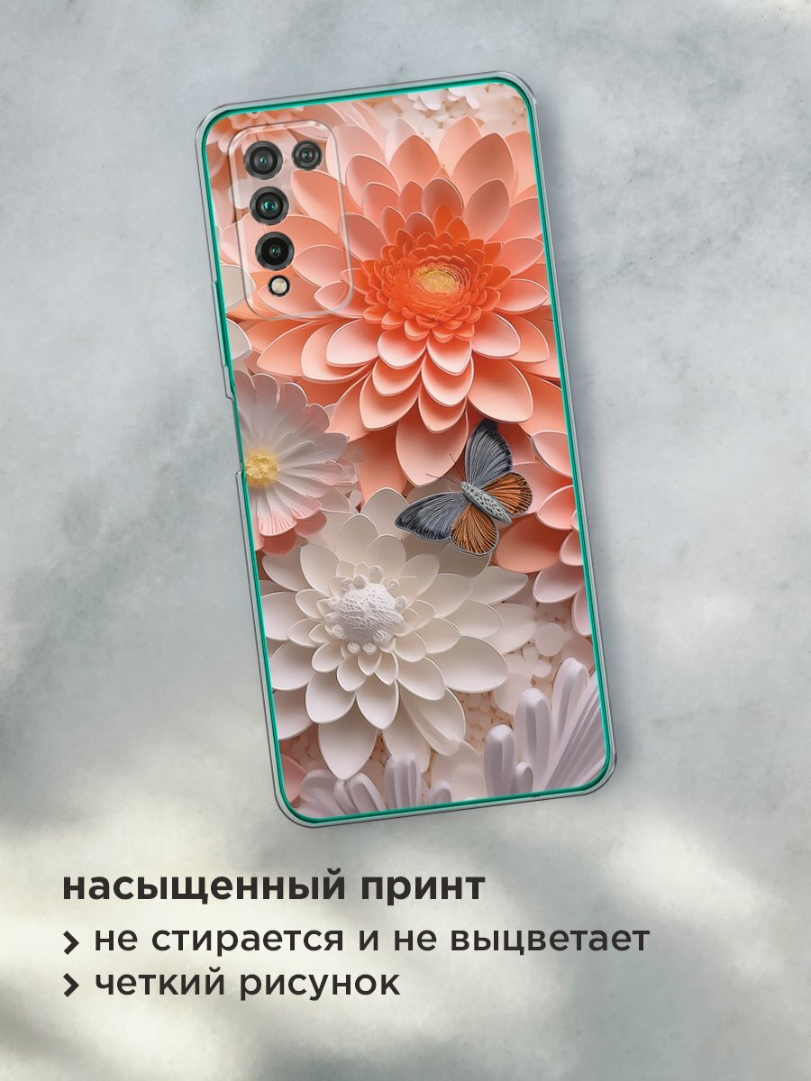 Чехол на Honor 10X Lite / Хонор 10X Лайт с принтом "Бумажные цветы" — фото 1