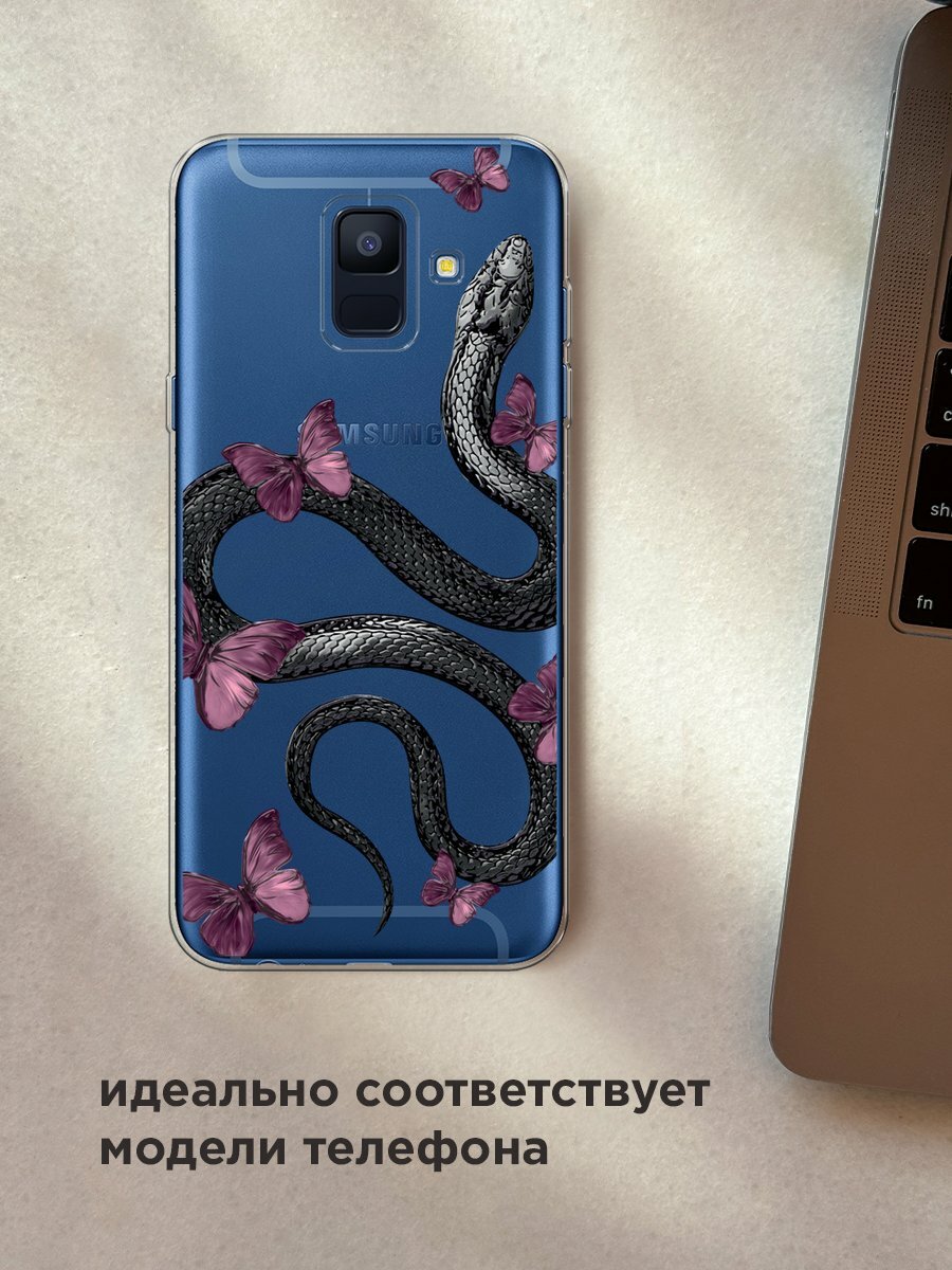 Чехол на Samsung Galaxy A6 / Самсунг Галакси А6 с принтом "Snake and butterflies 2" — фото 1