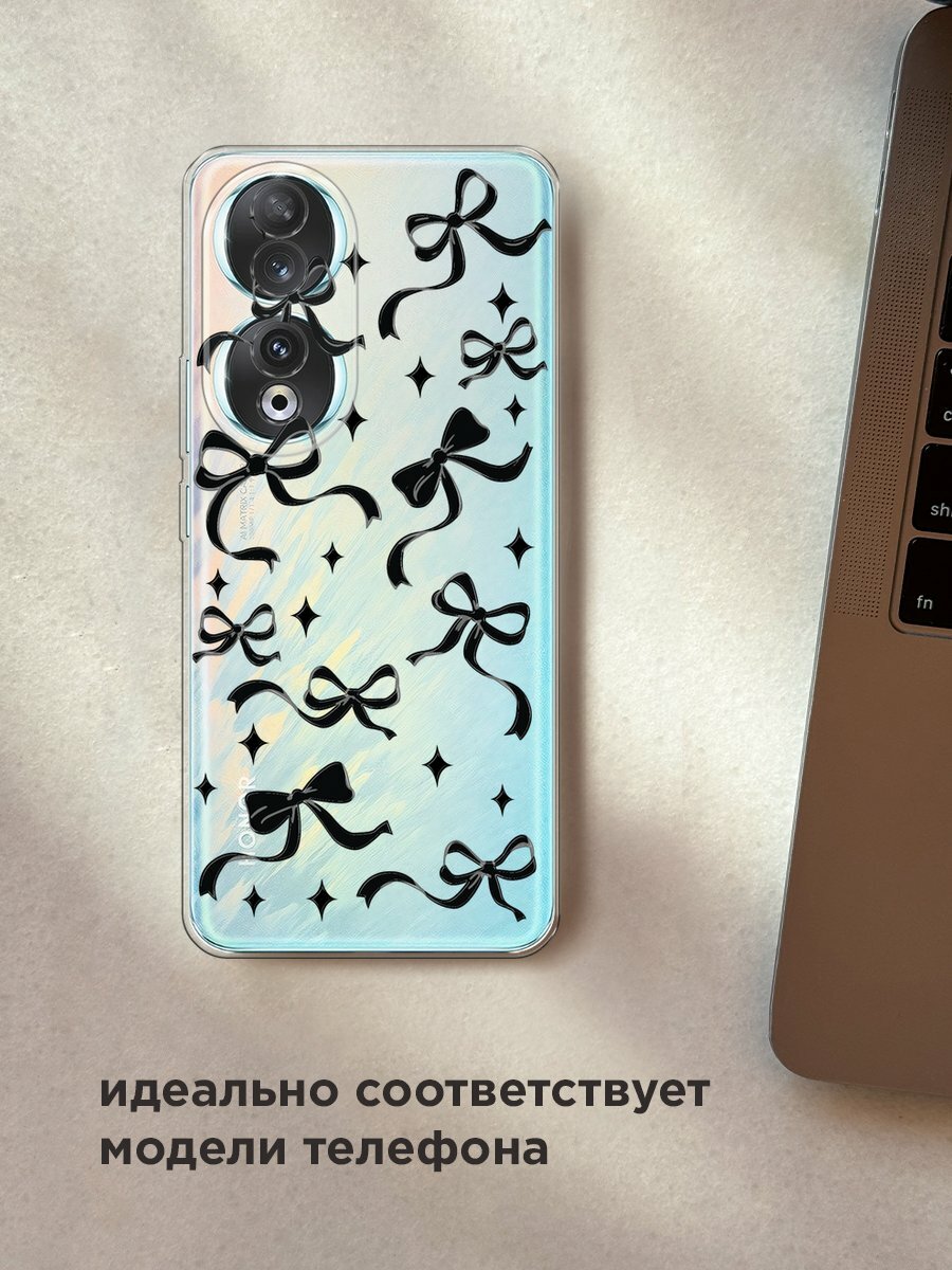Чехол на Honor 90 / Хонор 90 с принтом "Милые чёрные бантики 4" — фото 1