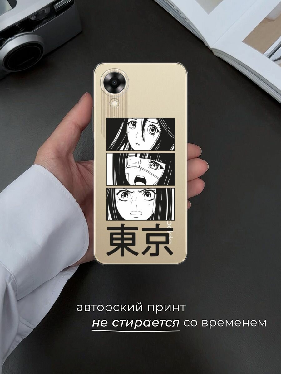 Чехол на Oppo A17K / Оппо A17K с принтом "Tokyo girls", прозрачный — фото 1