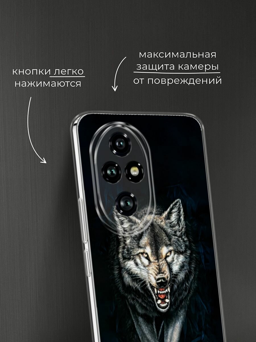 Чехол на Honor 200 Pro / Хонор 200 Про с принтом "Злобный волк из ночи" — фото 1