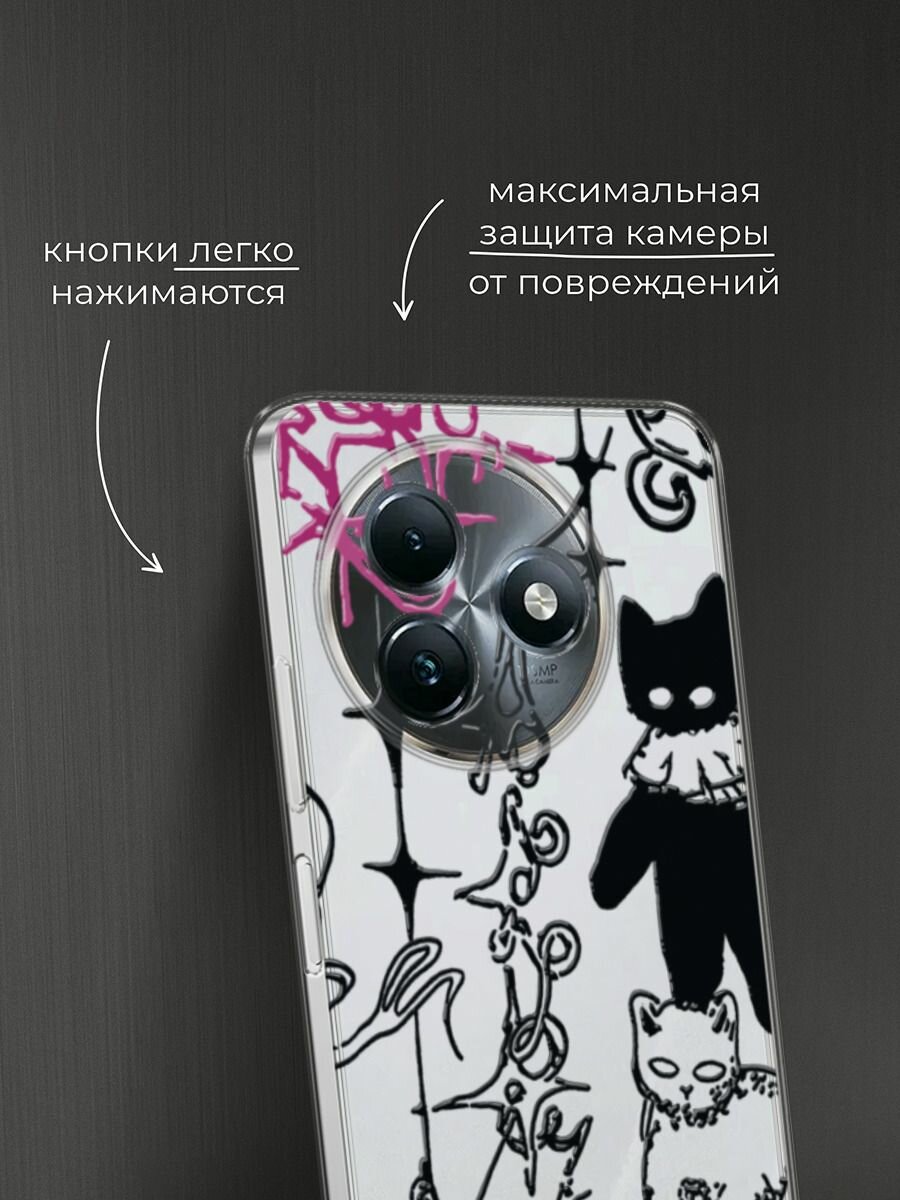 Чехол на Itel S24 / Ител S24 с принтом "Готические котики" — фото 1