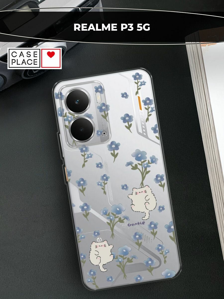 Чехол на Realme P3 5G / Реалми P3 5G с принтом "Gentle cats", прозрачный
