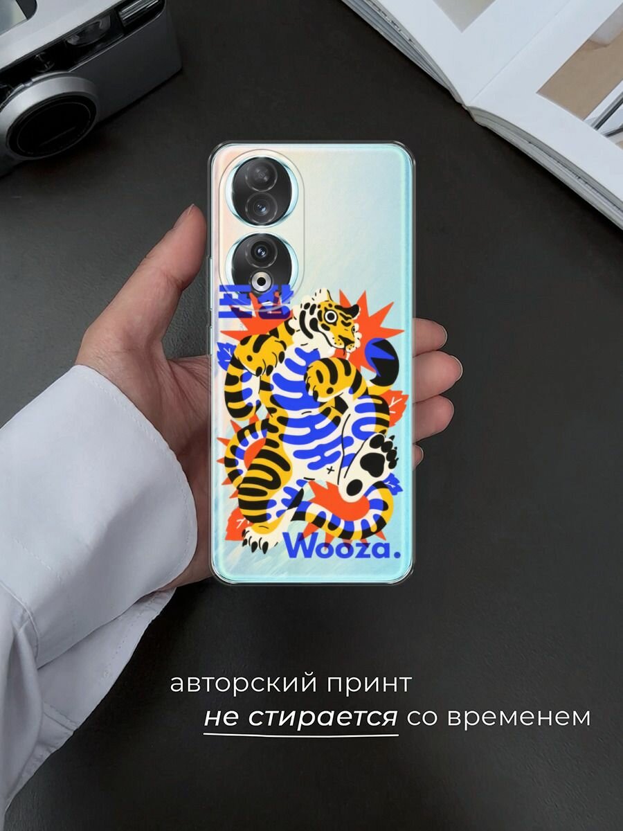 Силиконовый чехол на Honor 90 / Хонор 90 с принтом "Wooza", прозрачный — фото 1