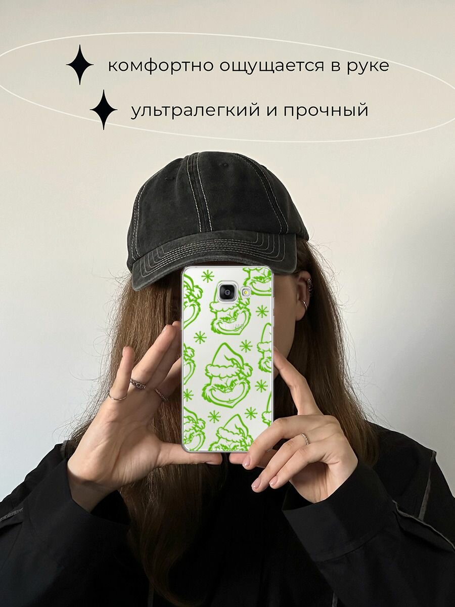Чехол на Samsung Galaxy A5 2016 / Самсунг Галакси А5 2016 с принтом "Зеленый Гринч 3" — фото 1