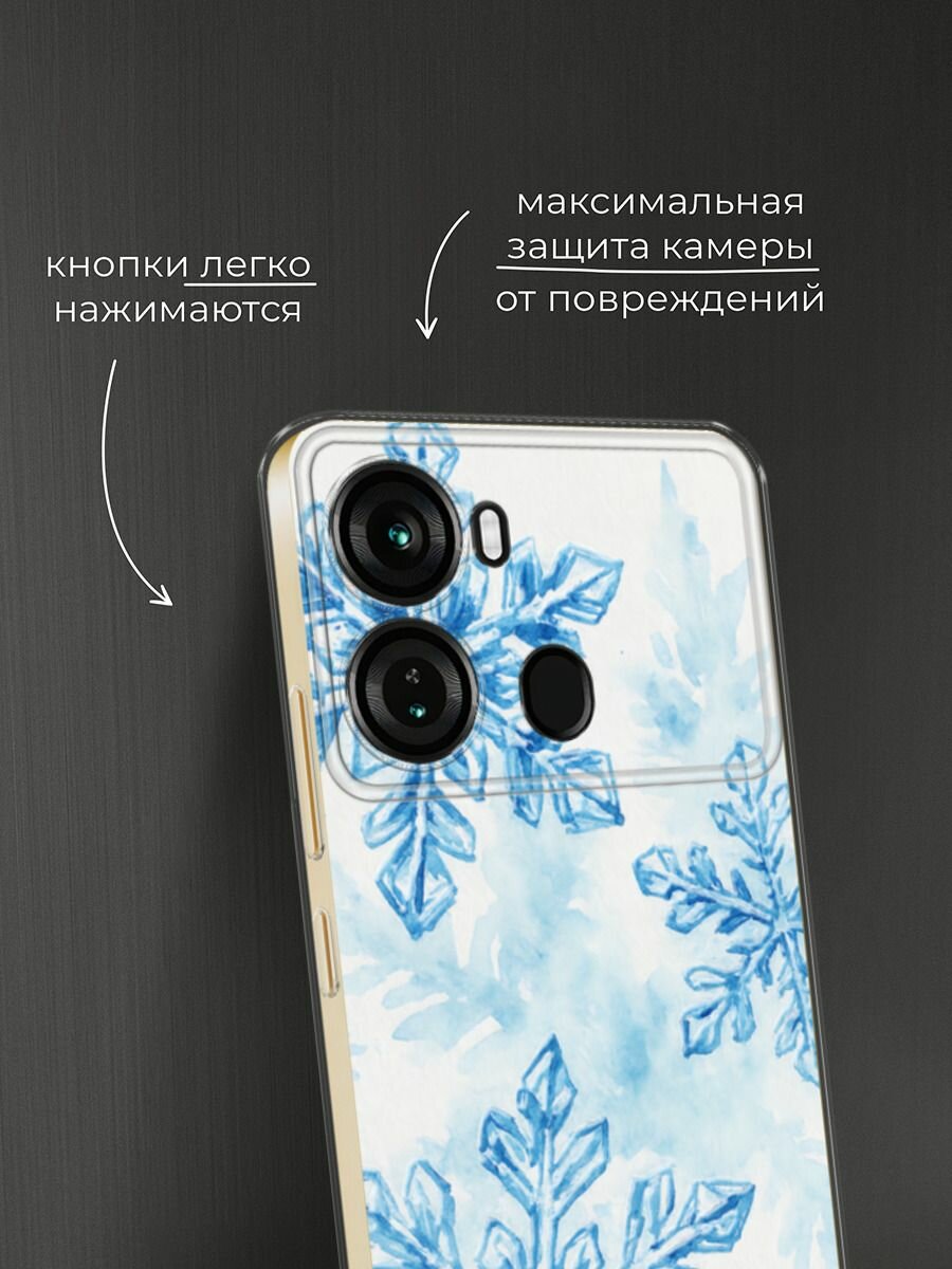 Чехол на Itel P40 / Ител P40 с принтом "Акварельные снежинки" — фото 1