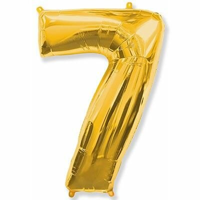 Воздушный шар фольгированный FLEX METAL Цифра 7, золотой, 32"