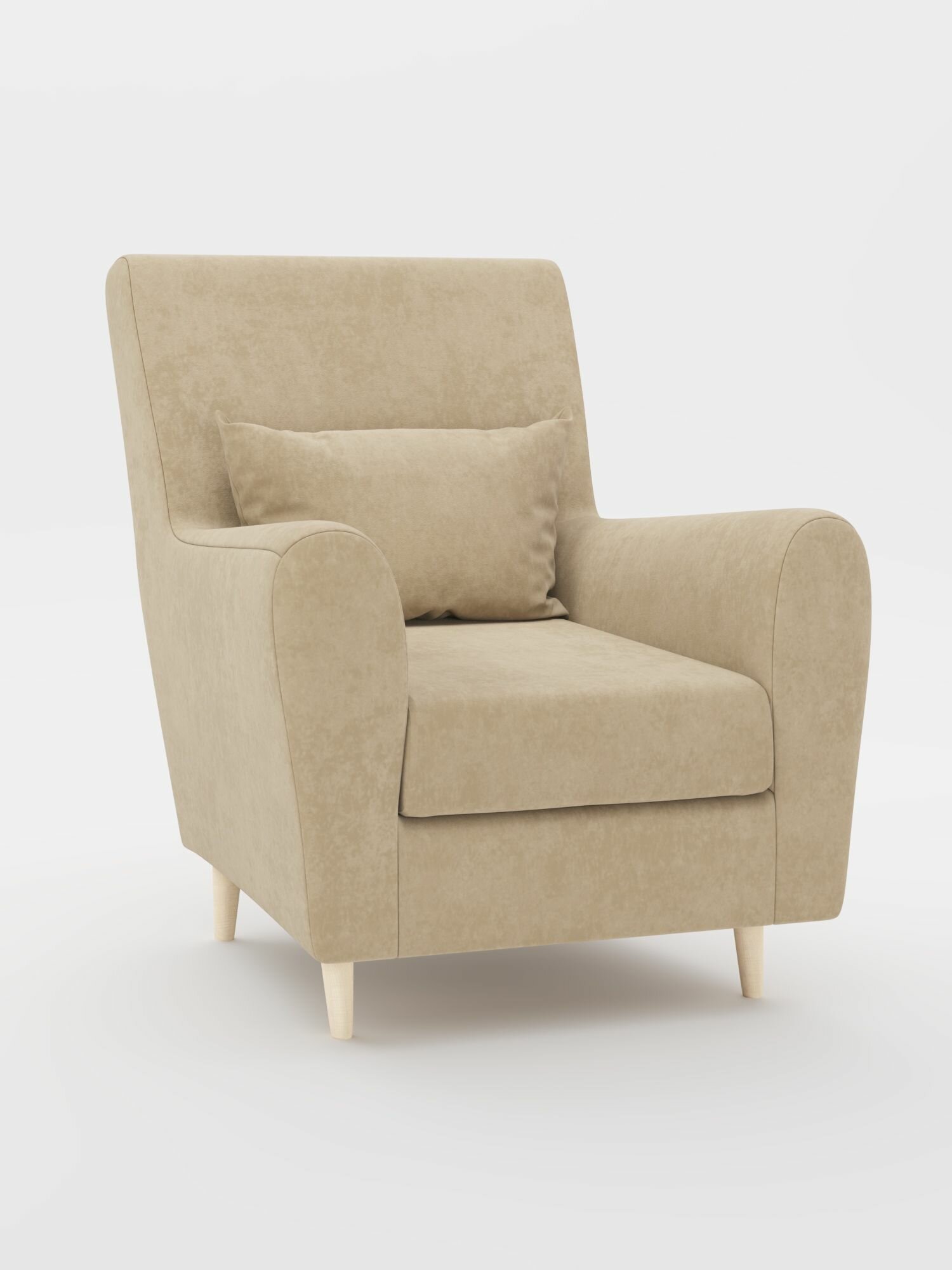 Кресло мягкое для дома, отдыха в гостиной, Легаси W&B премиум велюр: светло-желтый