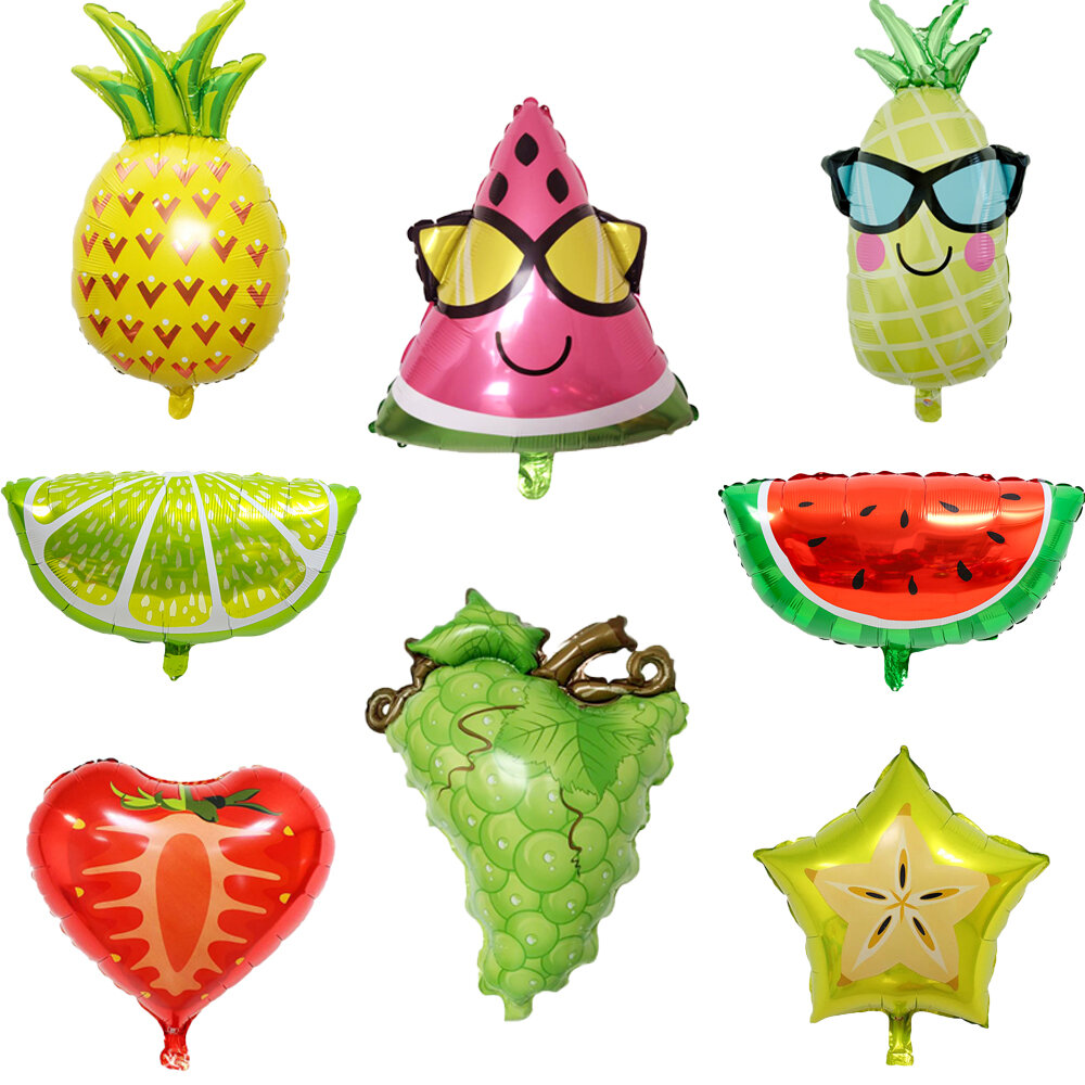 8шт Фруктовая Фольга Гелиевые Воздушные Шары Вечерние Украшения для Летней Пляжной Вечеринки