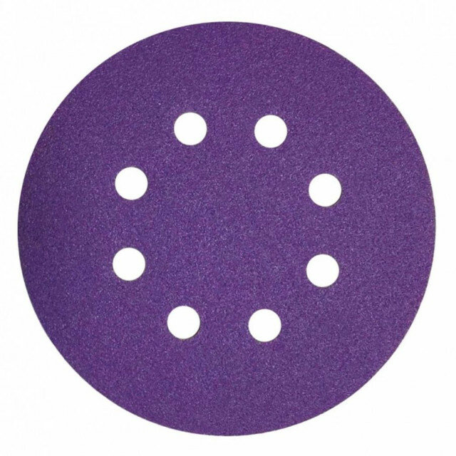 ABRAFORCE 125 мм круг шлифовальный P40, 8 отверстий, 5 шт, для металлообработки