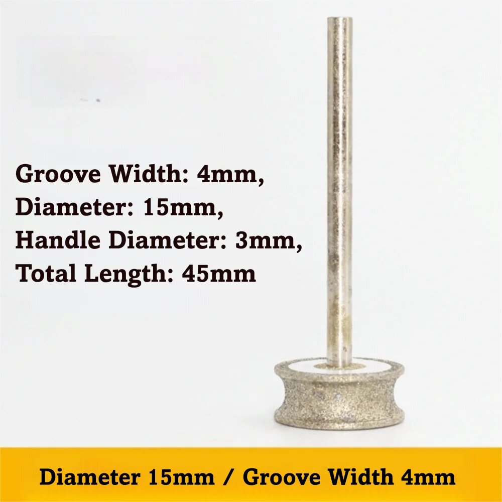 Алмазный шлифовальный круг вогнутой формы, размер 2-8 мм, диаметр хвостовика 3 мм, роторный шлифовальный инструмент, полировальный круг, шлифовальный круг для стекла