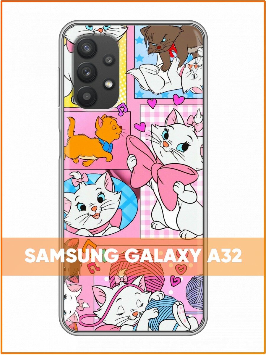 Чехол для Samsung Galaxy A32 с принтом для детей с Котами (Самсунг Галакси А32)