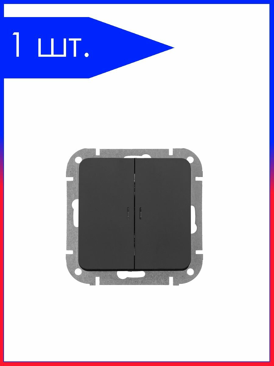 Выключатель встраиваемый В Рамку Двухклавишный С Подсветкой Карбон черный IP20 10А 250В ASTRUM Bylectrica