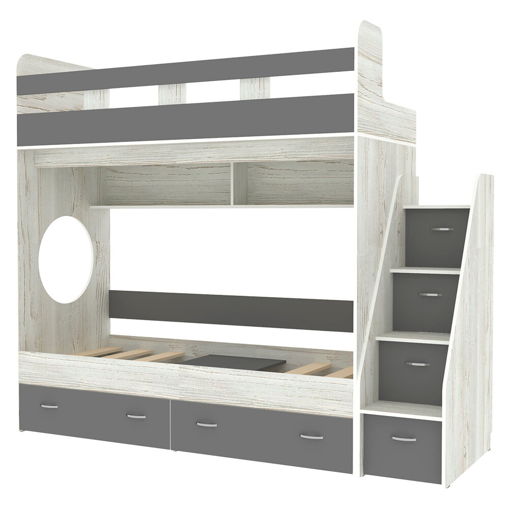 Двухъярусная кровать Юниор 1 80х190 Винтерберг Темно-серый