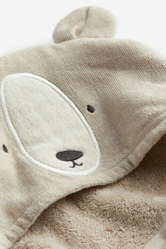 Полотенце детское h&m kids' hooded, Хлопок, 70x130 см, бежевый, светло-бежевый