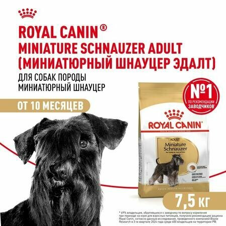 ROYAL CANIN MINIATURE SCHNAUZER ADULT 7,5 кг корм сухой для взрослых собак, породы Миниатюрный Шнауцер, от 10 месяцев