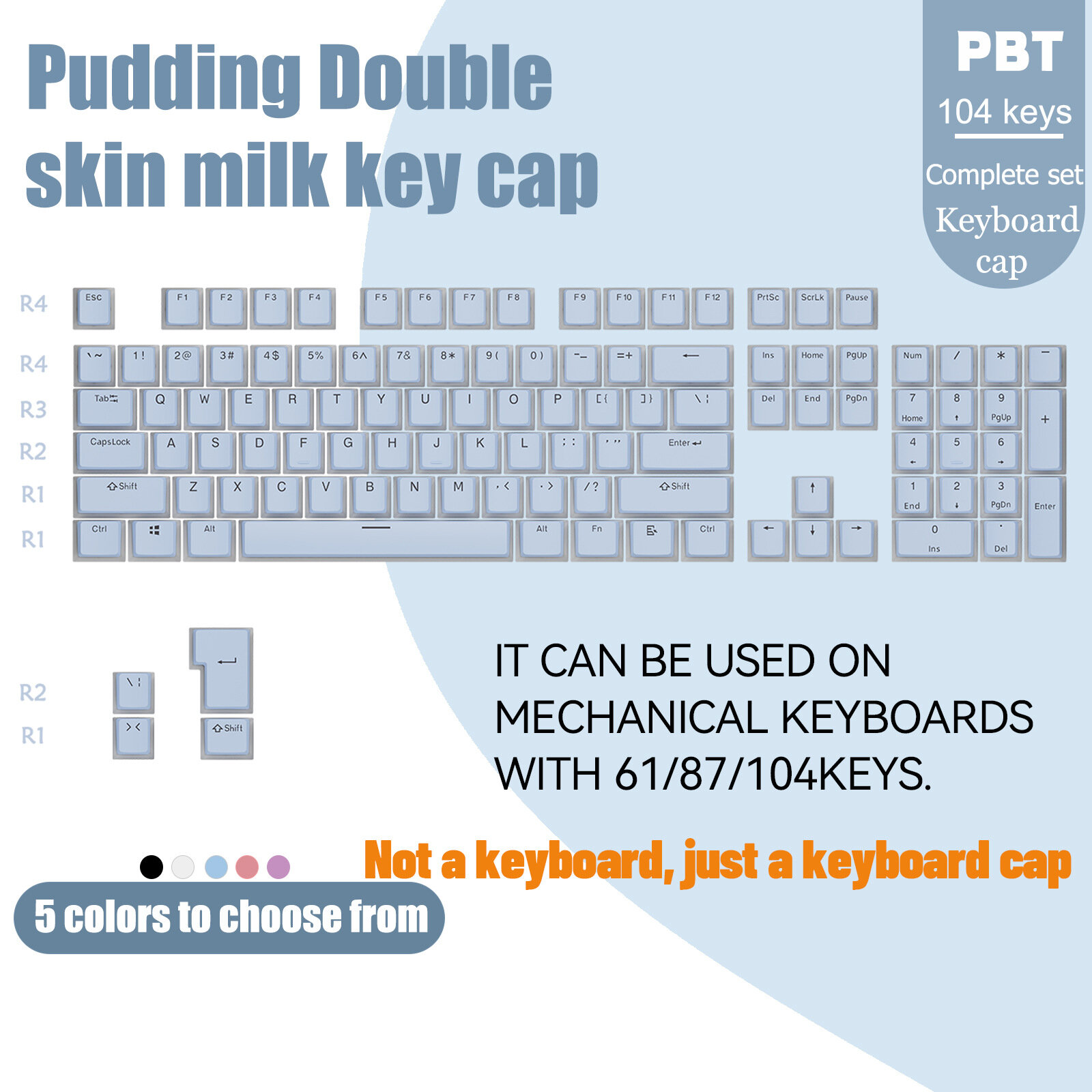 PBT Двухслойный Пудинг Крем Закрытый Персонаж Прозрачный 1048761 Клавиша Механическая Клавиатура Универсальный Кейкап