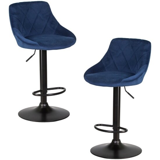 Стул барный Dobrin LOGAN BLACK (синий велюр (MJ9-117))(2 шт/уп)