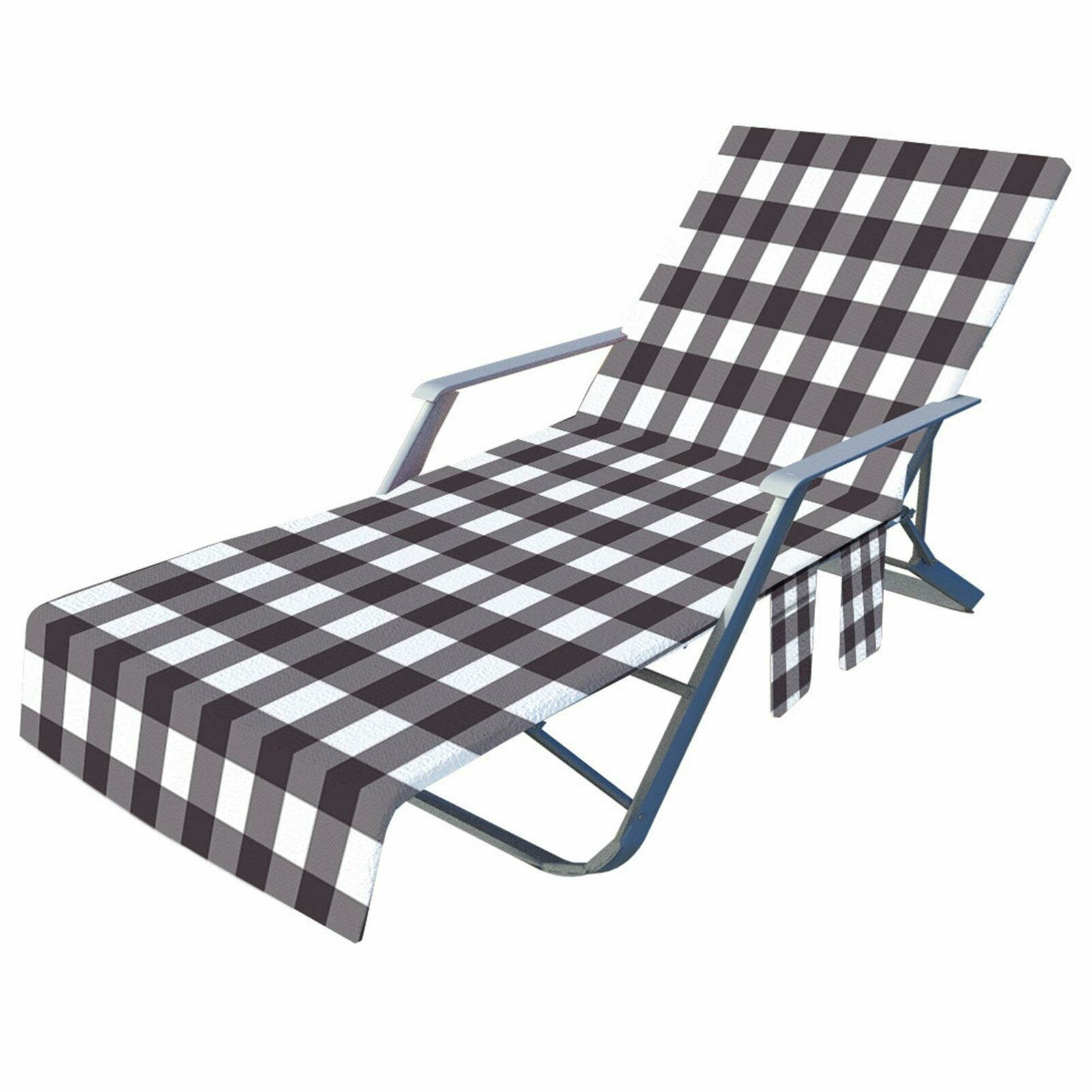 Чехол для пляжного шезлонга, чехол для шезлонга у бассейна, быстросохнущий чехол для шезлонга с боковой сумкой для хранения, для бассейна или отеля.