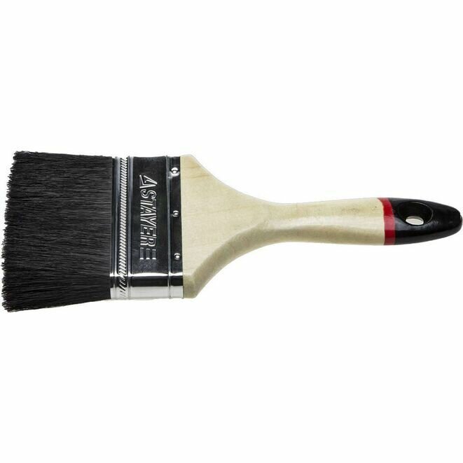 Кисть плоская STAYER "UNIVERSAL-EURO", чёрная натуральная щетина, деревянная ручка, 100мм