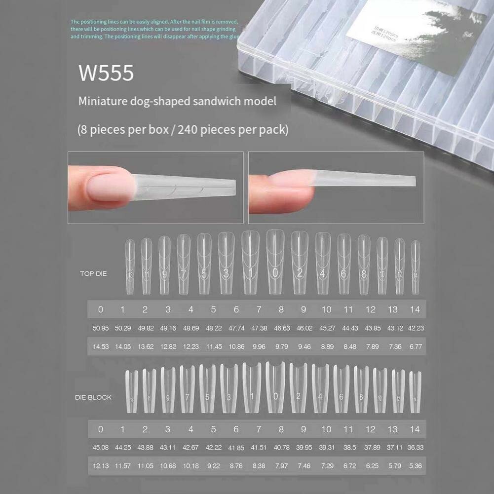 Типсы гелевые для наращивания ногтей / стилет / длинные