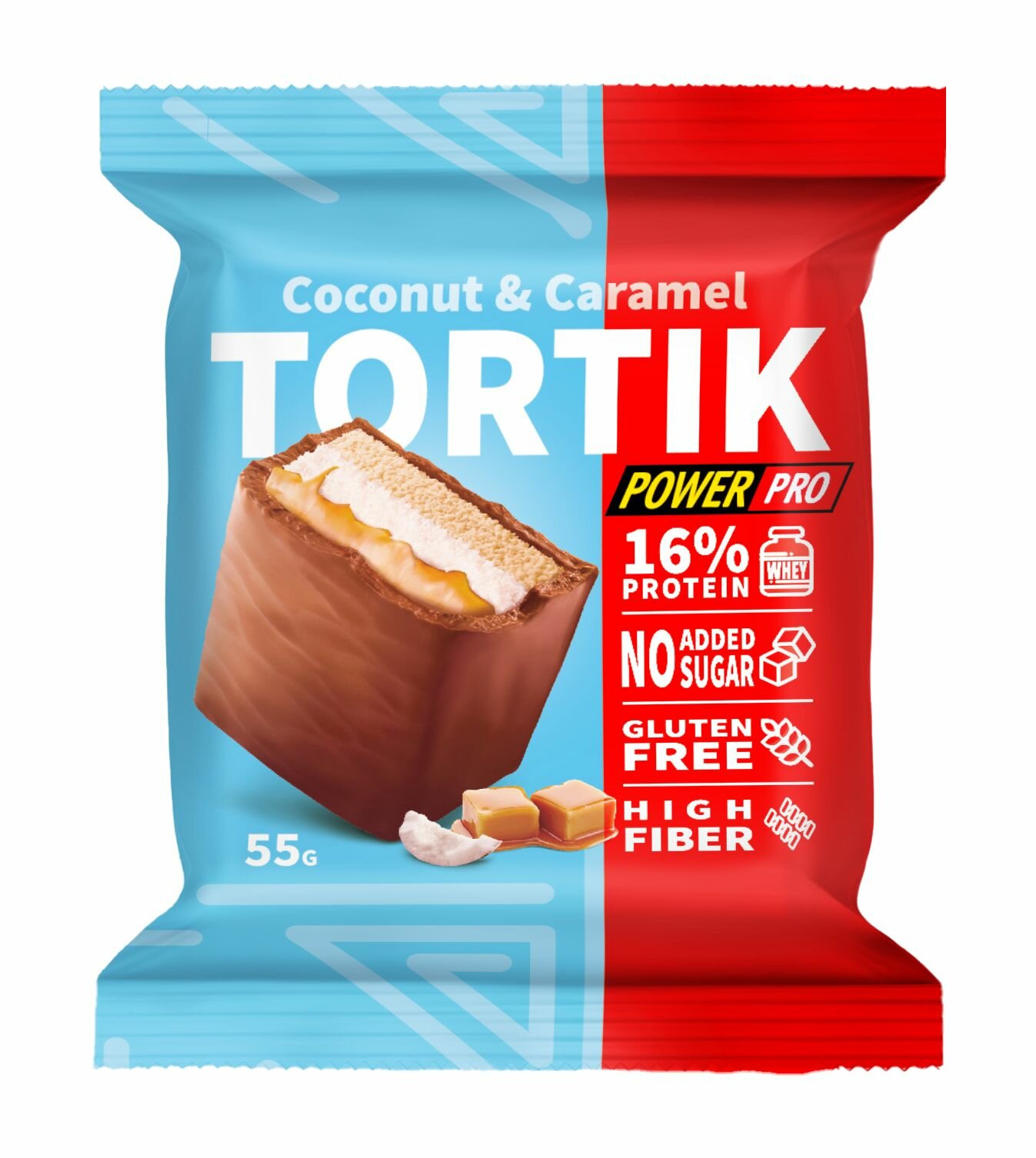 Пирожное протеиновое без сахара "Кокос и карамель". TORTIK. 0,055кг.