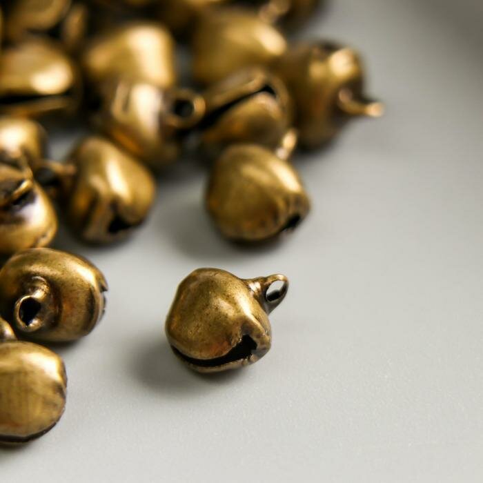 Набор декора для творчества "Под бронзу", металлические колокольчики, фурнитура для рукоделия, d=0.8 см набор 60 шт.