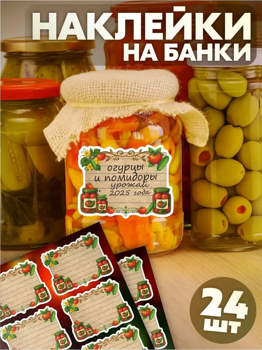 Наклейки на банки с заготовками Помидоры и Огурцы