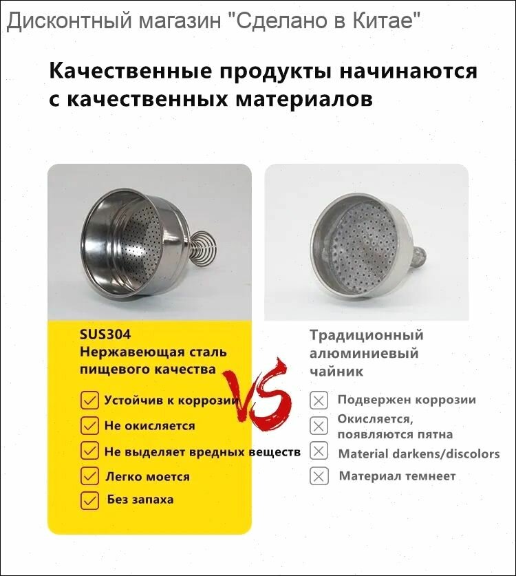 Кофеварка электрическая Мока CDKM SUS304, 340 мл, нержавеющая сталь, автоотключение — фото 1