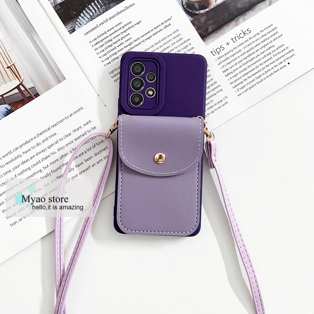 Фиолетовый чехол-кошелек с ремешком для Samsung Galaxy S26 Ultra